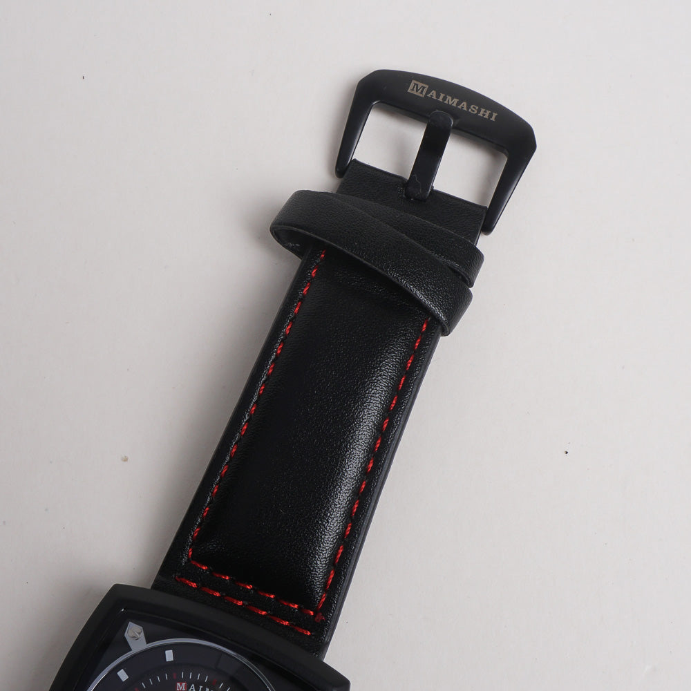Men Maimashi Watch Black Dial With Black Strap – Thebuyspot.com